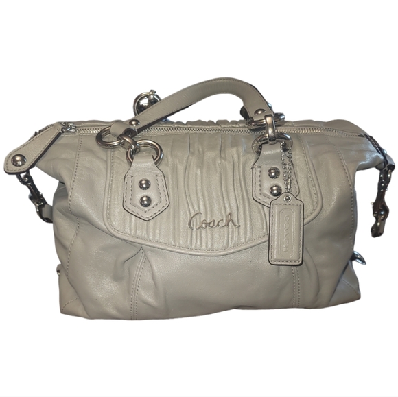 Coach | Bags | Coach Ashley Gathered Grey Gray Leather Satchel F9452 ...